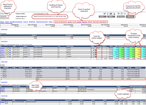 9 Patient Account screen is now configurable
