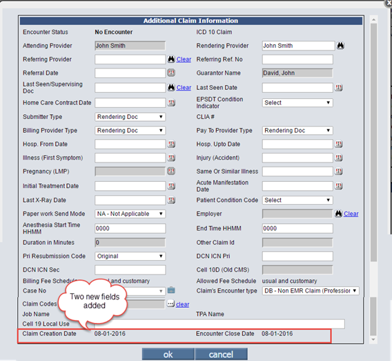 16.2 Claims Screen: Claims → Edit Claims